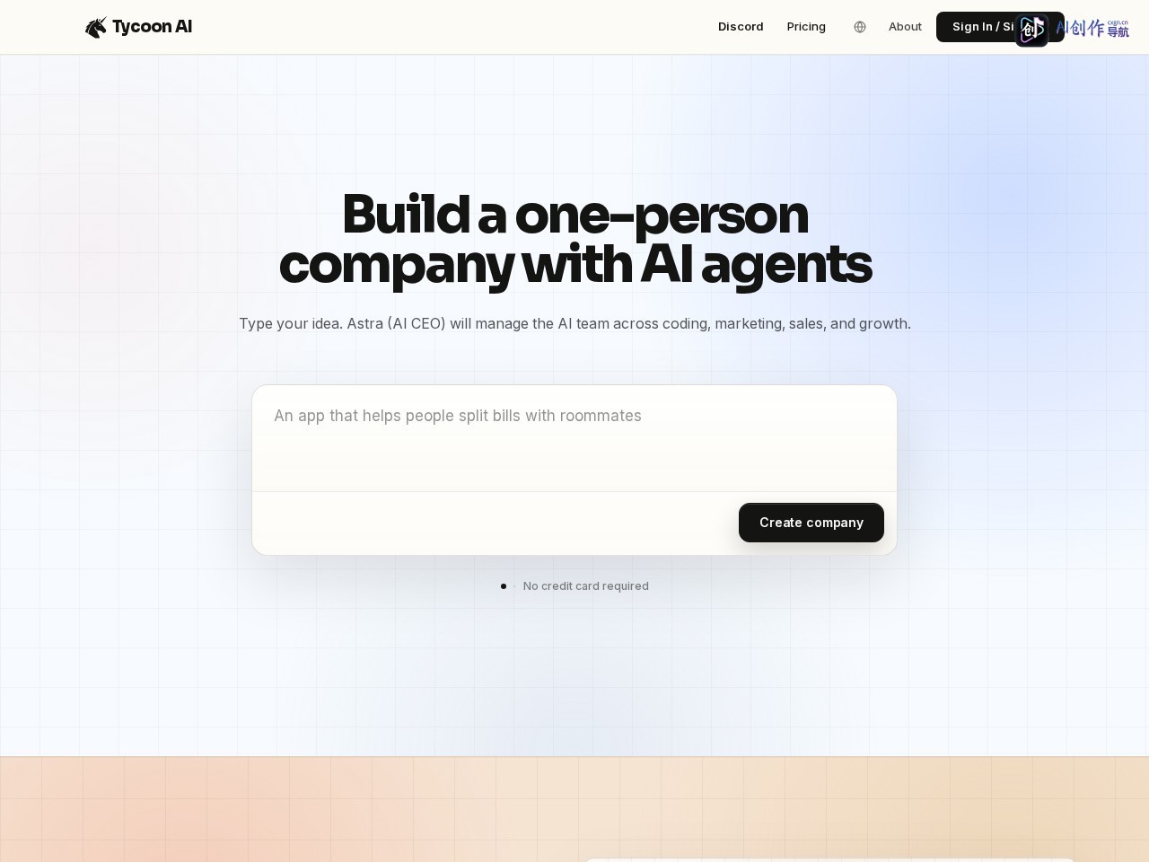 Tycoon | 官网入口 - AI CEO驱动的单人公司运营平台